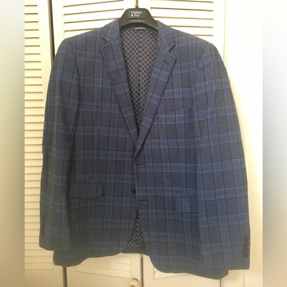crown & ivy | Suits & Blazers | Crown Ivy Blue Plaid Sport Coat | Poshmark